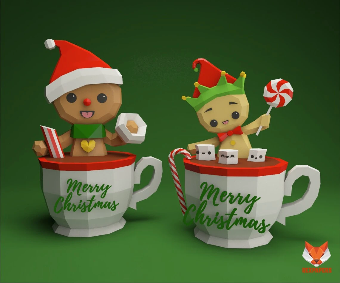 Gingerbread, Jengibres Papercraft, PDF Template, DIY 3d Model, FanArt ...