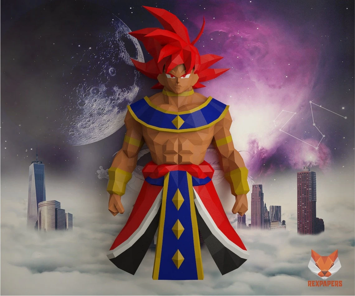Goku Hakaishin, Dragon Ball Papercraft, PDF Template, DIY 3d Model ...