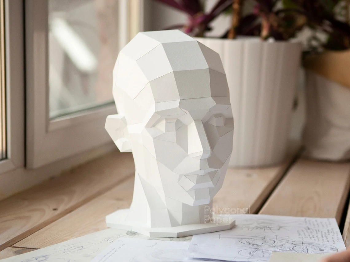 Planar Girl Head: Digital Files for Papercraft. Printable PDF Template ...