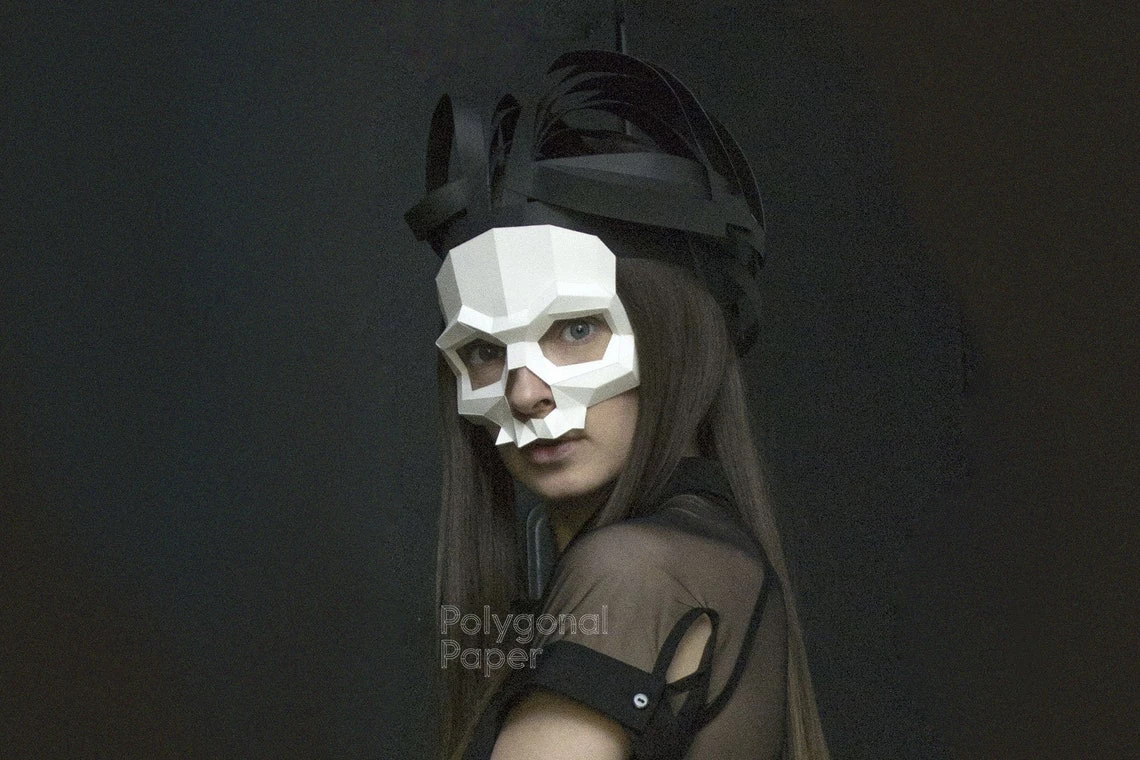 Skull Mask: Digital Files for Papercraft. Printable PDF Template. 3d ...