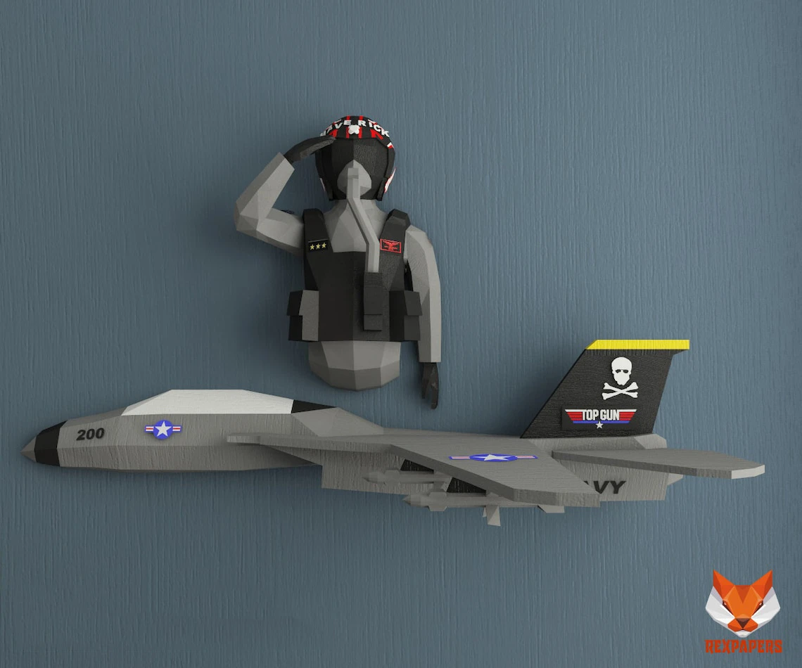 Top Gun Papercraft, PDF Template, DIY 3d Model, FanArt, Paper Sculpture ...