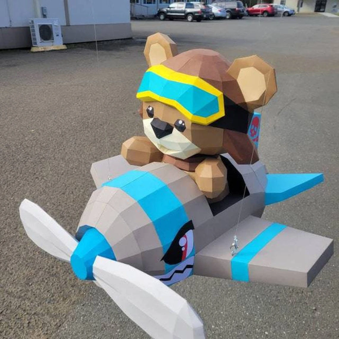 PILOT TEDDY BEAR Papercraft, Template, PDF, DIY, Paper, Low Poly, Kids Toy