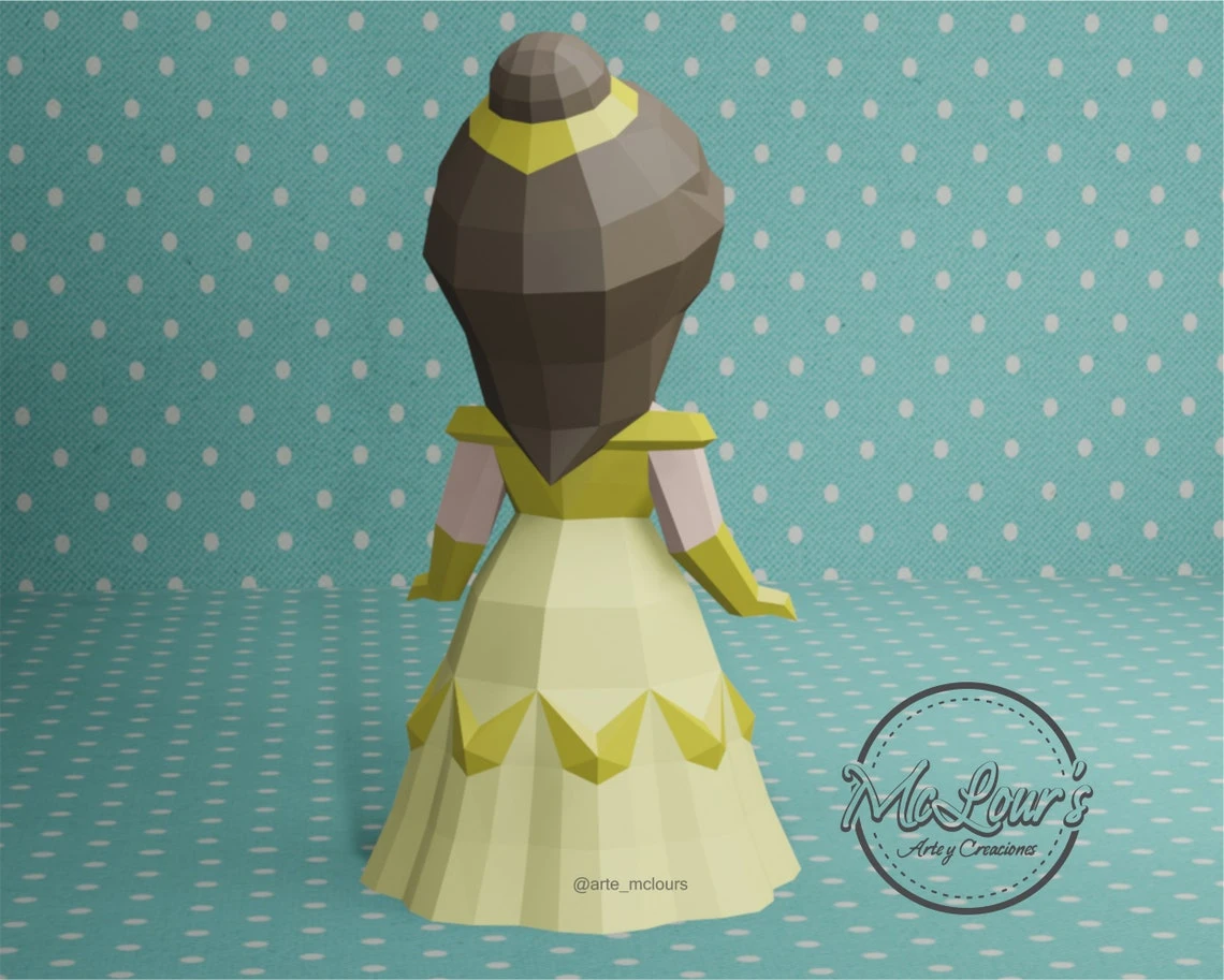 Princess Belle/ Beauty and the Beast/ DiY Craft/ Template PDF/ Low Poly ...