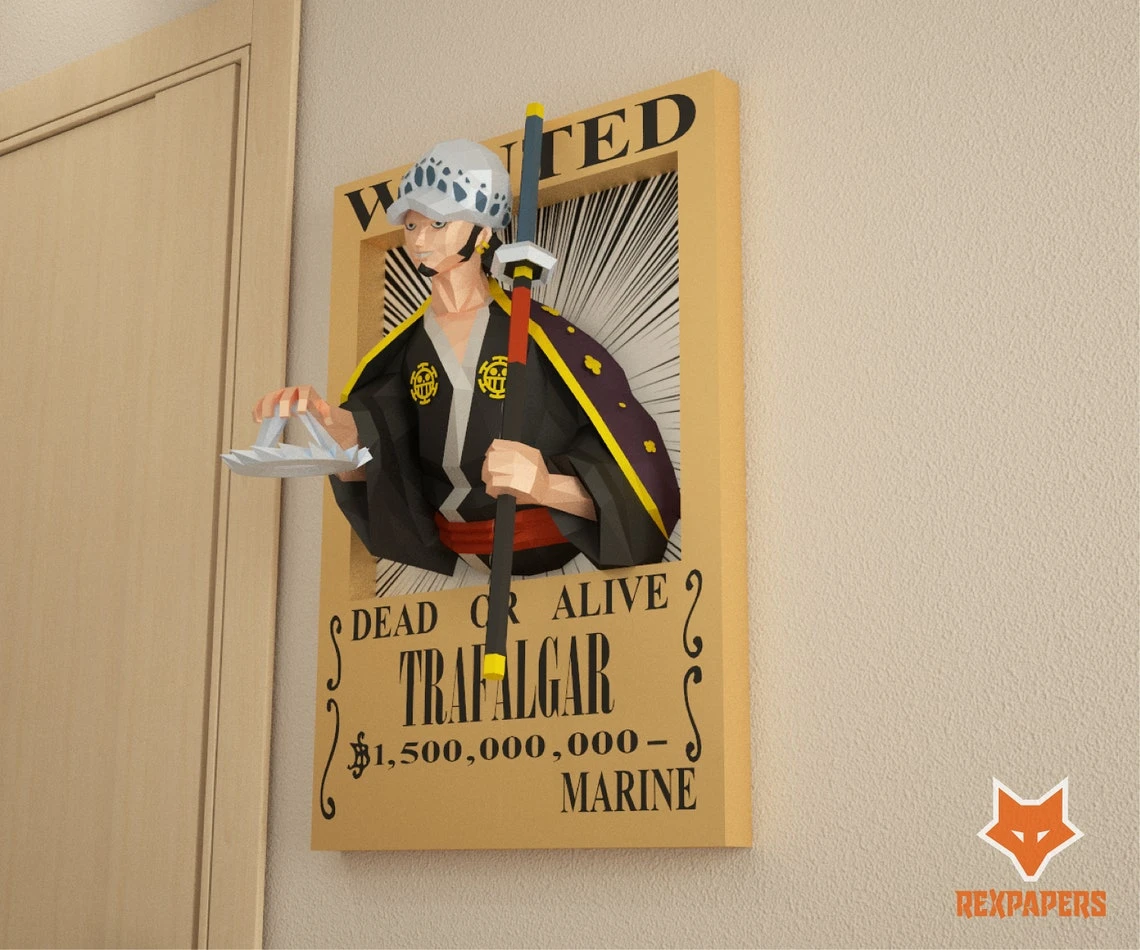 Trafalgar D. Water Law Poster, One Piece Papercraft, PDF Template, DIY ...
