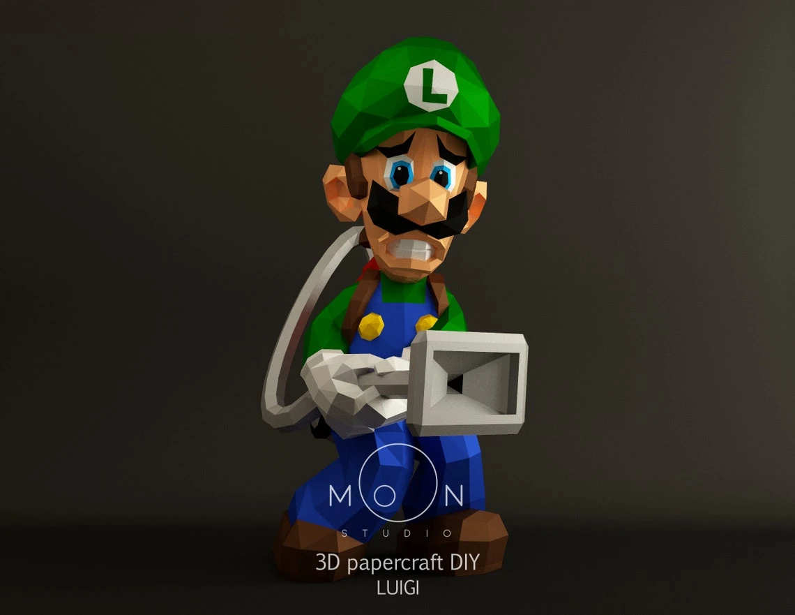 Luigi Mansion, DIY, Papercraft, PDF, Low Poly, 3D model, Craft, Paper ...