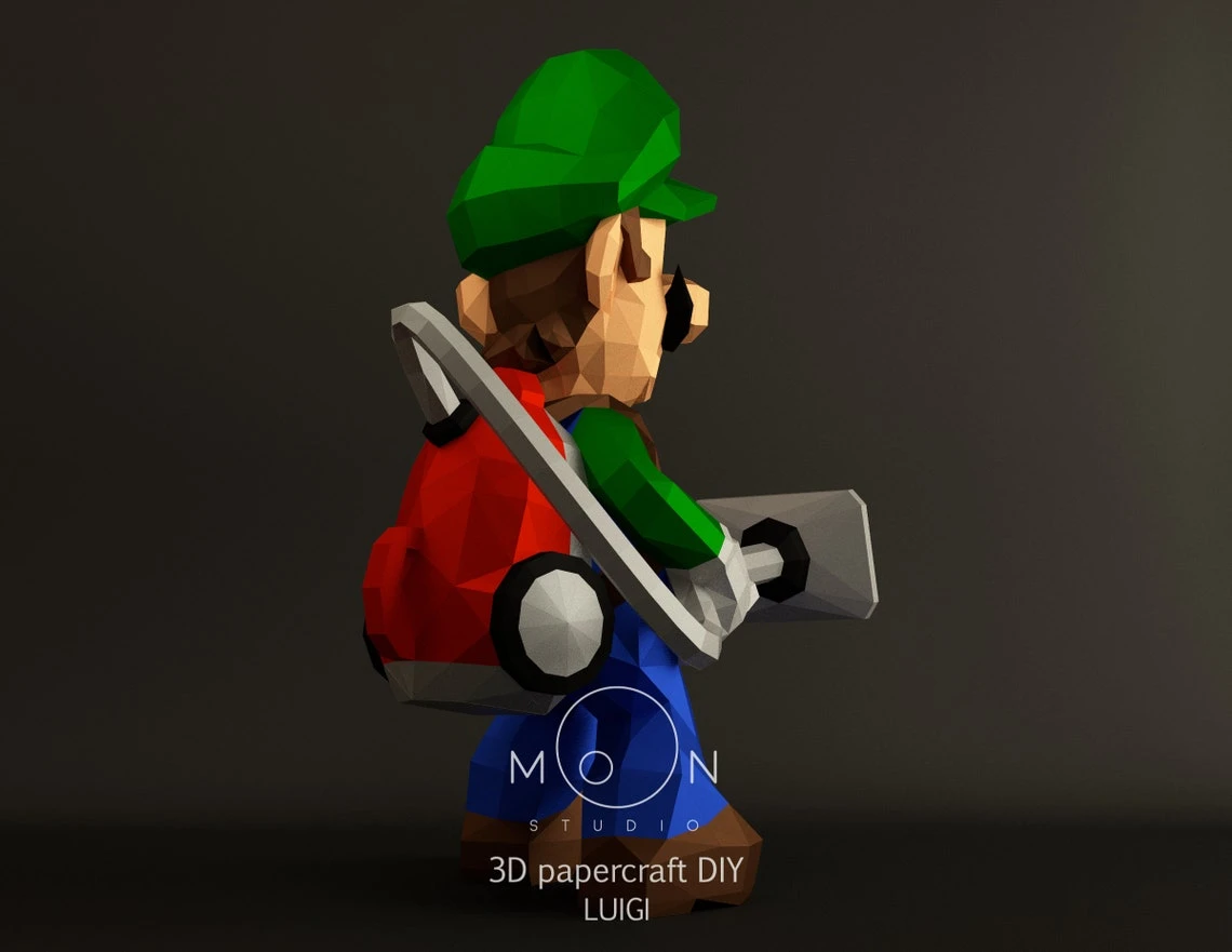 Luigi Mansion, DIY, Papercraft, PDF, Low Poly, 3D model, Craft, Paper ...