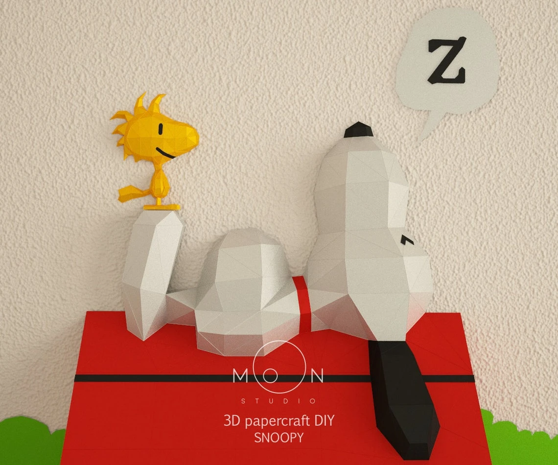 Snoopy, DIY, Papercraft, PDF, Svg, Dxf, Low Poly, 3D model, Craft ...