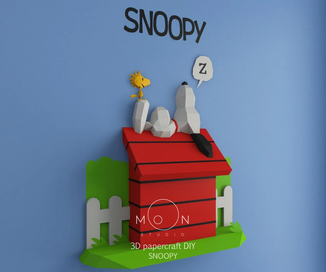 Snoopy, DIY, Papercraft, PDF, Svg, Dxf, Low Poly, 3D model, Craft ...