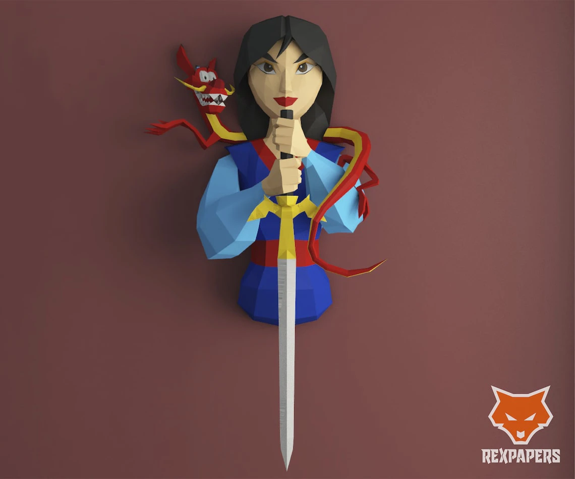 Mulan Papercraft, PDF Template, DIY 3d Model, FanArt, Paper Sculpture ...