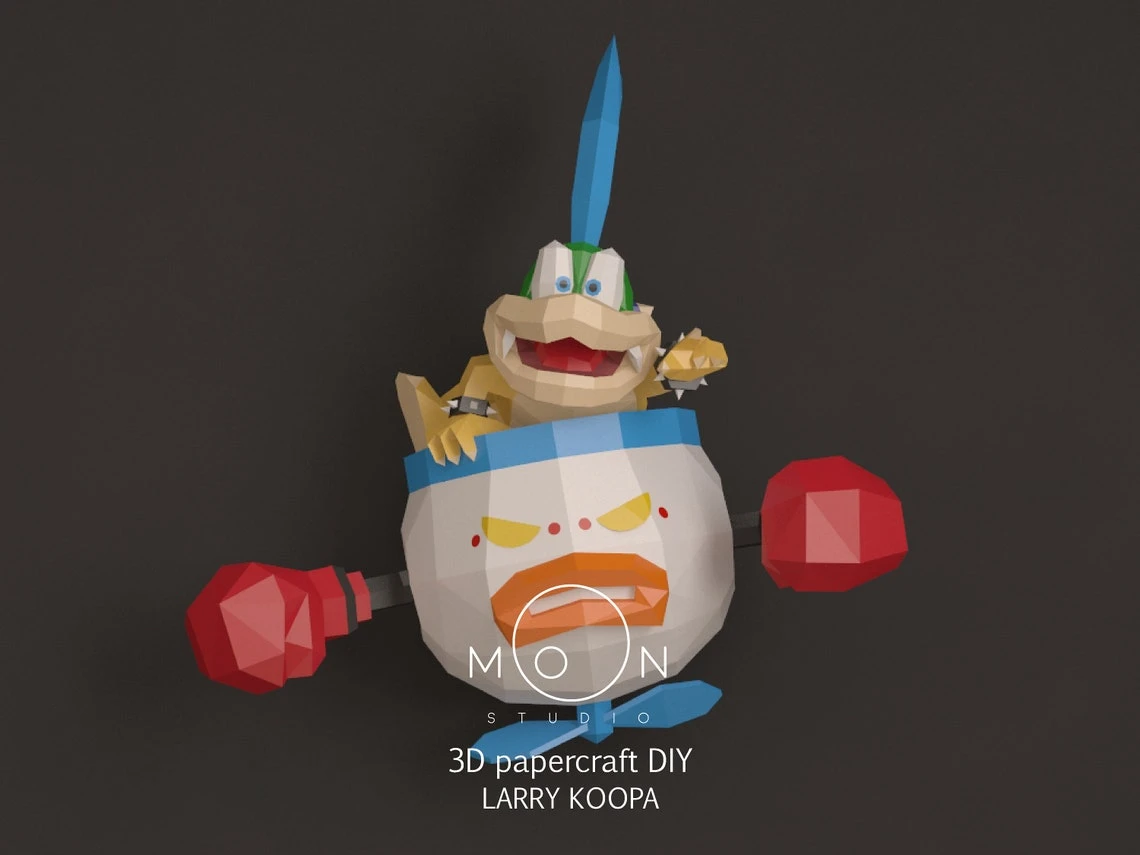 Larry Koopa, Wall Papercraft PDF, DIY, Low Poly Paper, Papercraft, 3D ...