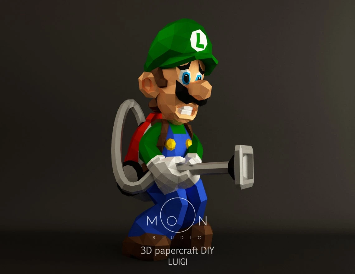 Luigi Mansion, DIY, Papercraft, PDF, Low Poly, 3D model, Craft, Paper ...