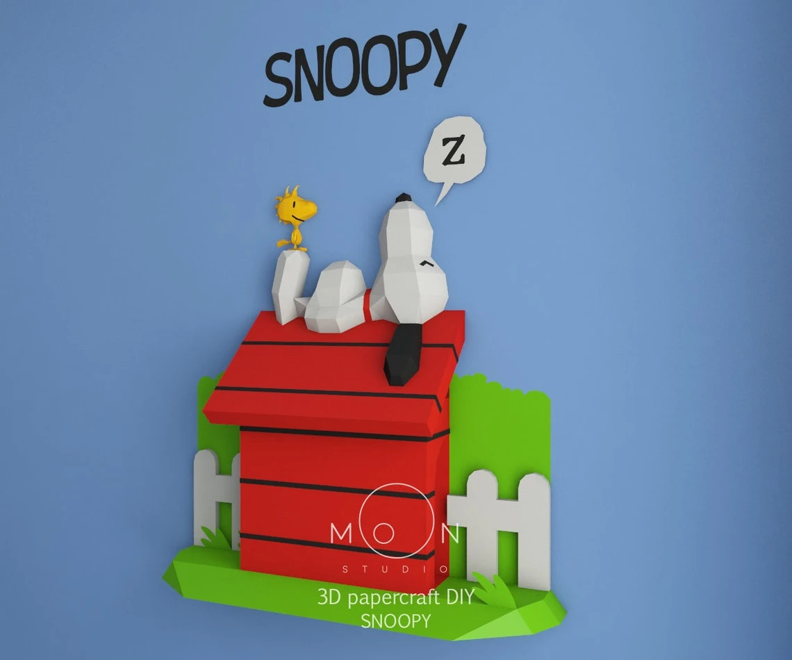 Snoopy, DIY, Papercraft, PDF, Svg, Dxf, Low Poly, 3D model, Craft ...