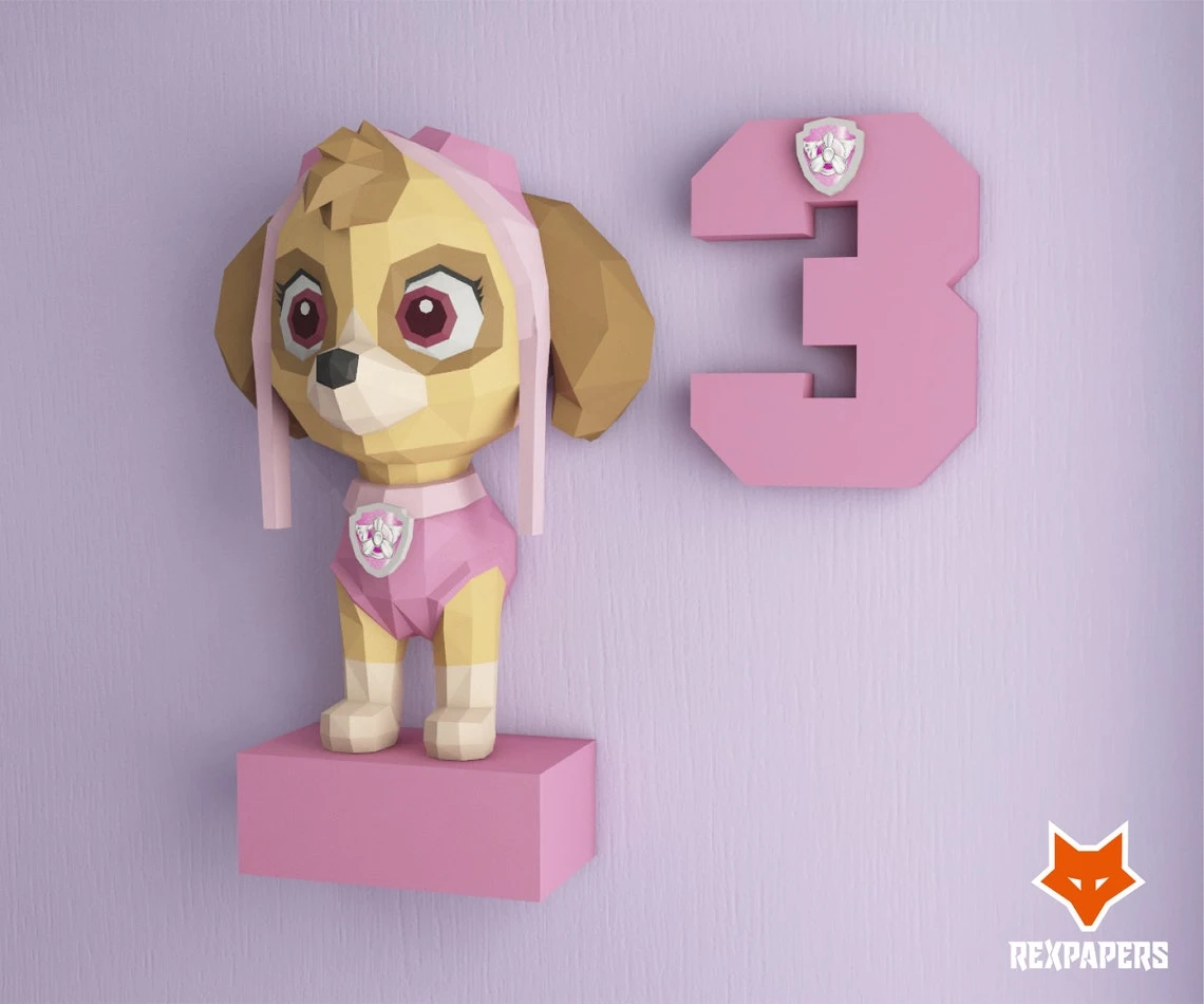 Skye, PAW Patrol Papercraft, PDF Template, DIY 3d Model, FanArt, Paper ...