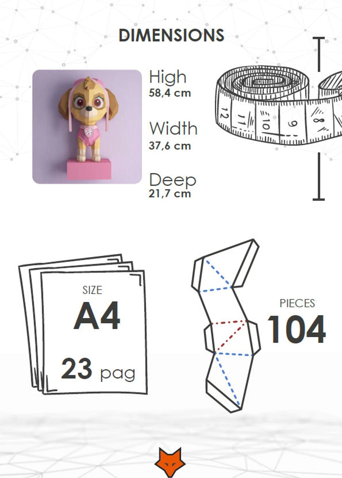 Skye, PAW Patrol Papercraft, PDF Template, DIY 3d Model, FanArt, Paper ...