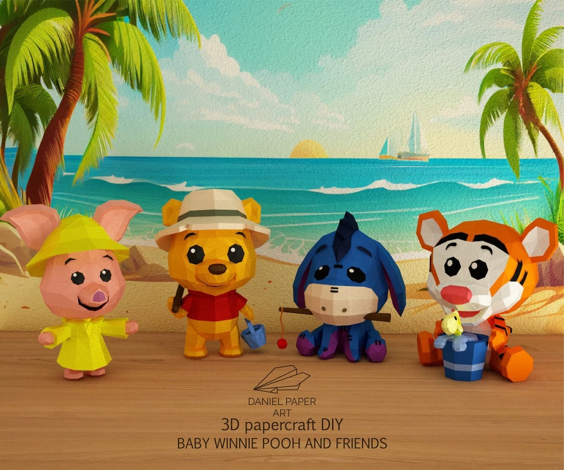 Baby Winnie Pooh, Winnie the Pooh PDF Template, DIY 3d Model, FanArt ...