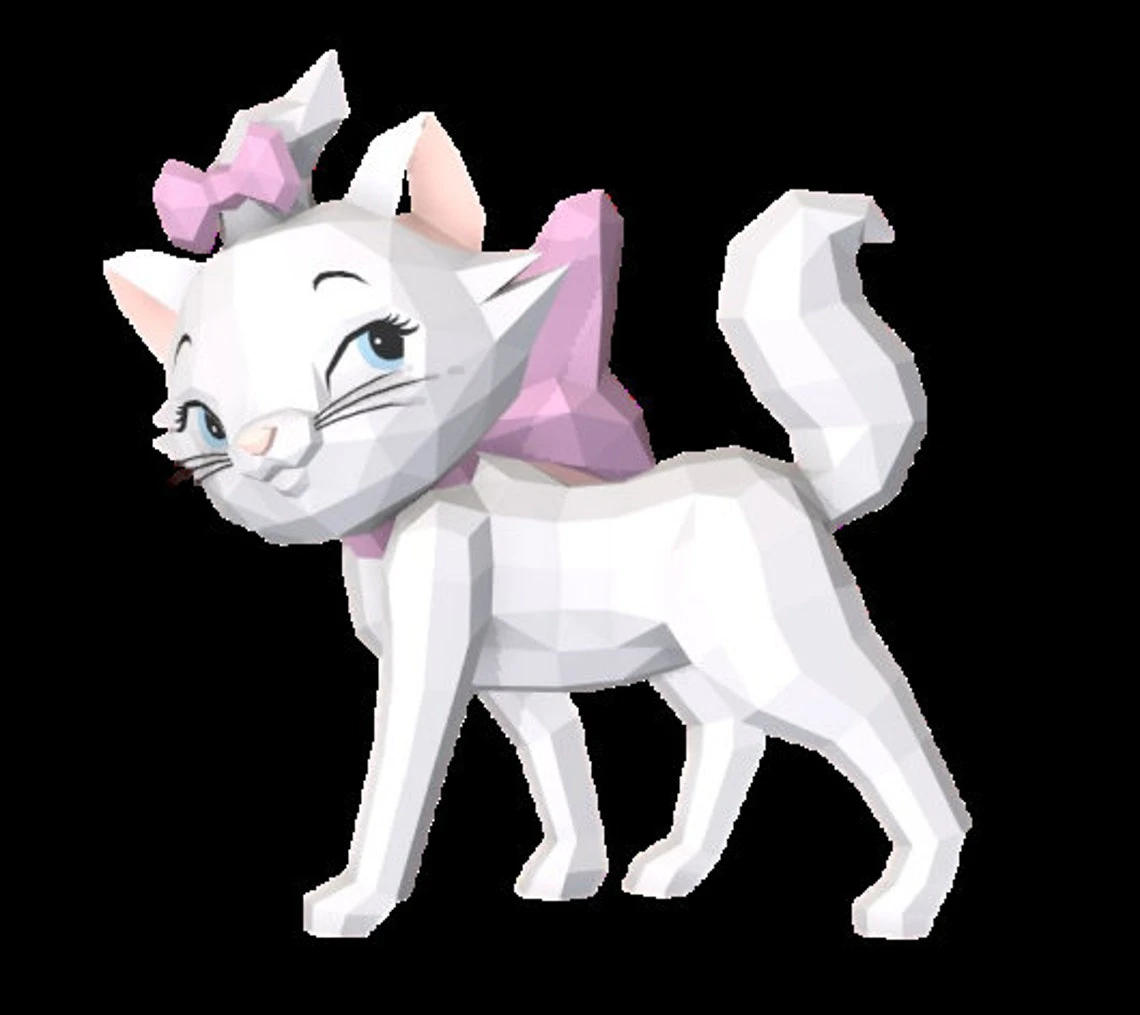 Cat Marie, The Aristocats Papercraft, PDF Template, DIY 3d Model ...