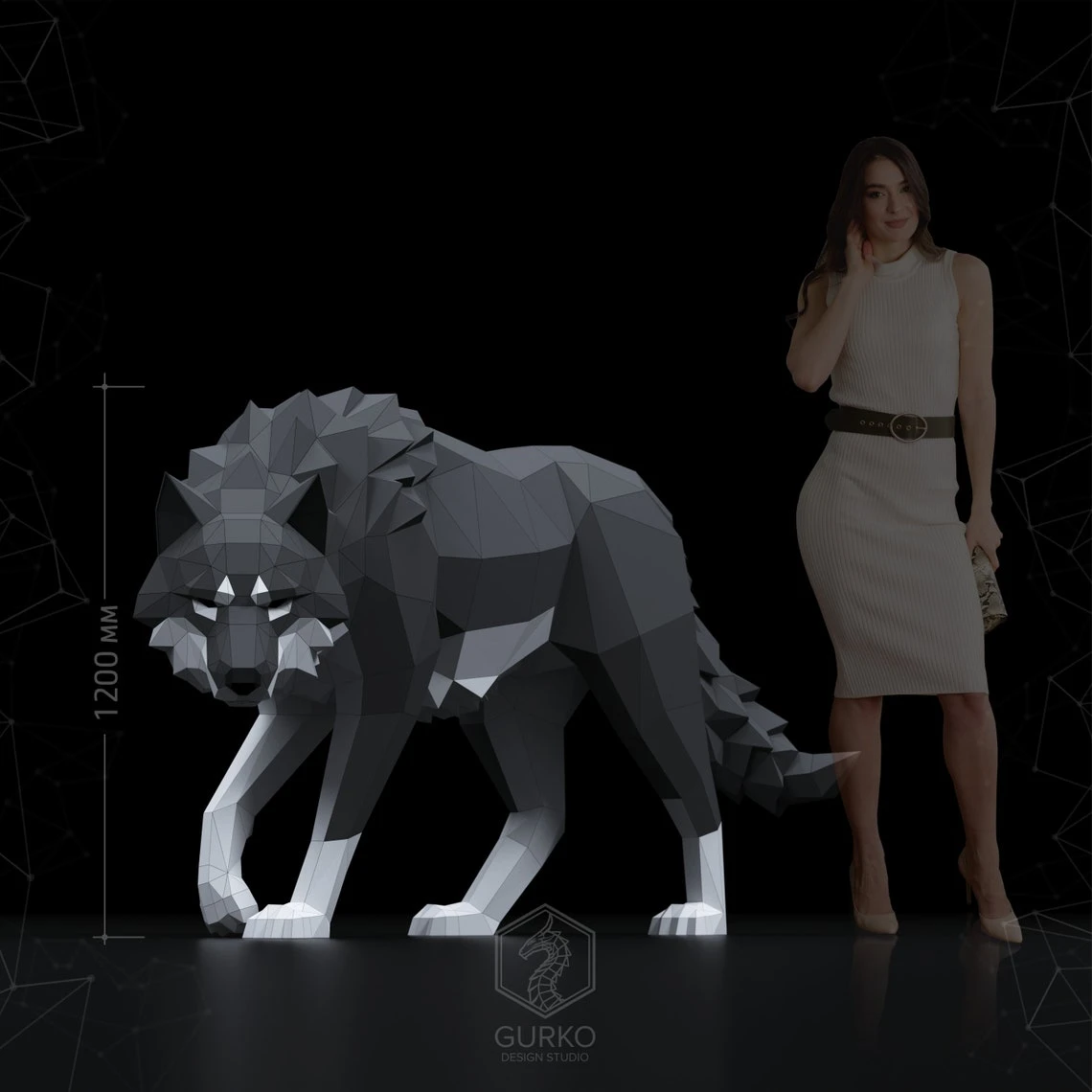 Crouching Wolf Papercraft, Pdf, Gurko, Pepakura, Template, 3D Origami ...