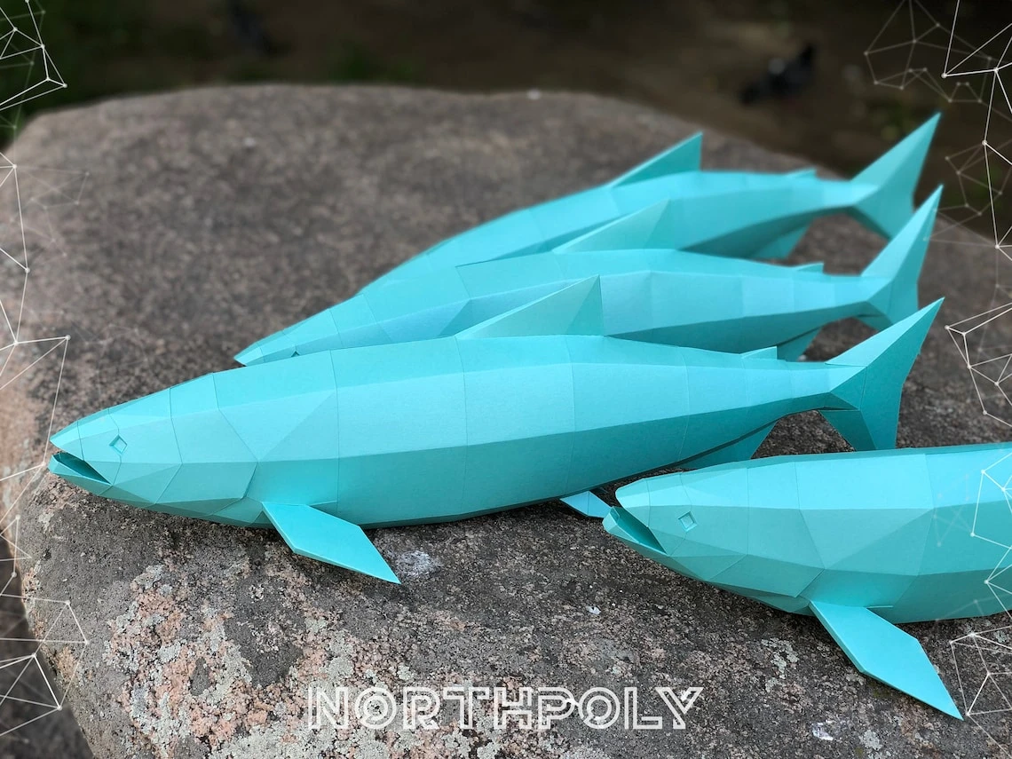 Papercraft Salmon 4 pieces, Fish, Pdf, Gurko, Pepakura, Template, 3D ...