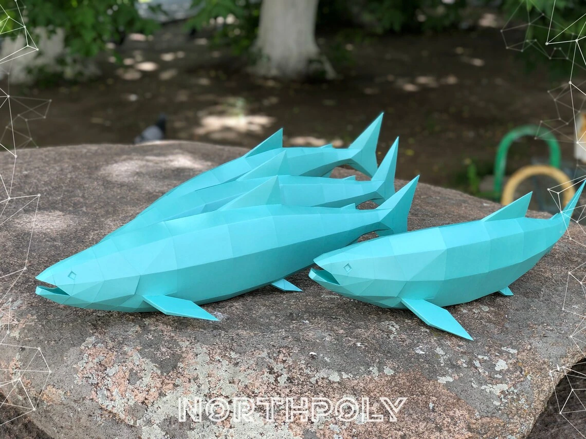 Papercraft Salmon 4 pieces, Fish, Pdf, Gurko, Pepakura, Template, 3D ...