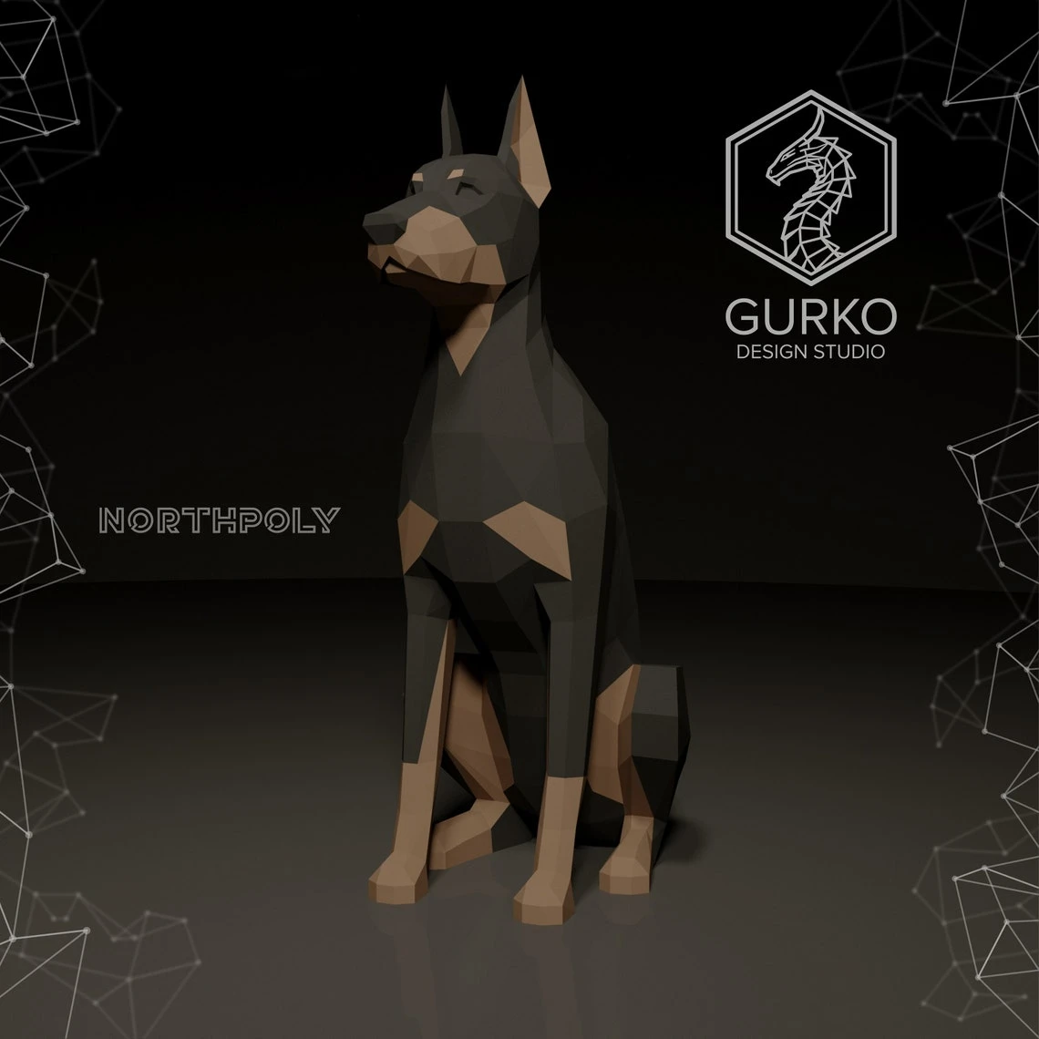 Seated Dobermann Papercraft , Dog, Pdf, Gurko, Pepakura, Template, 3D ...