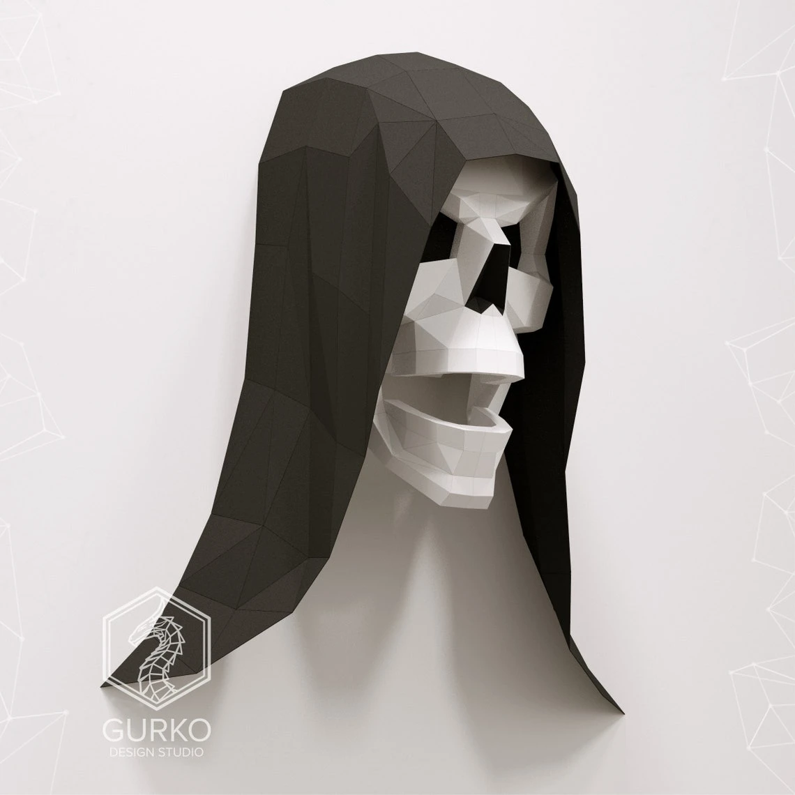 Hooded Skull Papercraft, Halloween, Pdf, Gurko, Pepakura, Template, 3D ...