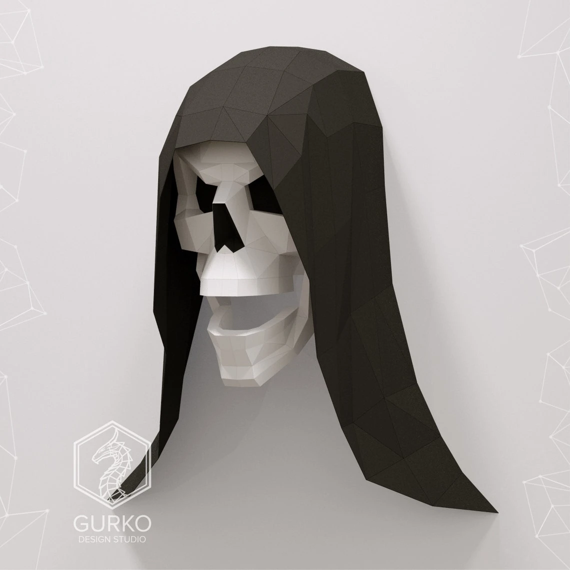 Hooded Skull Papercraft, Halloween, Pdf, Gurko, Pepakura, Template, 3D ...