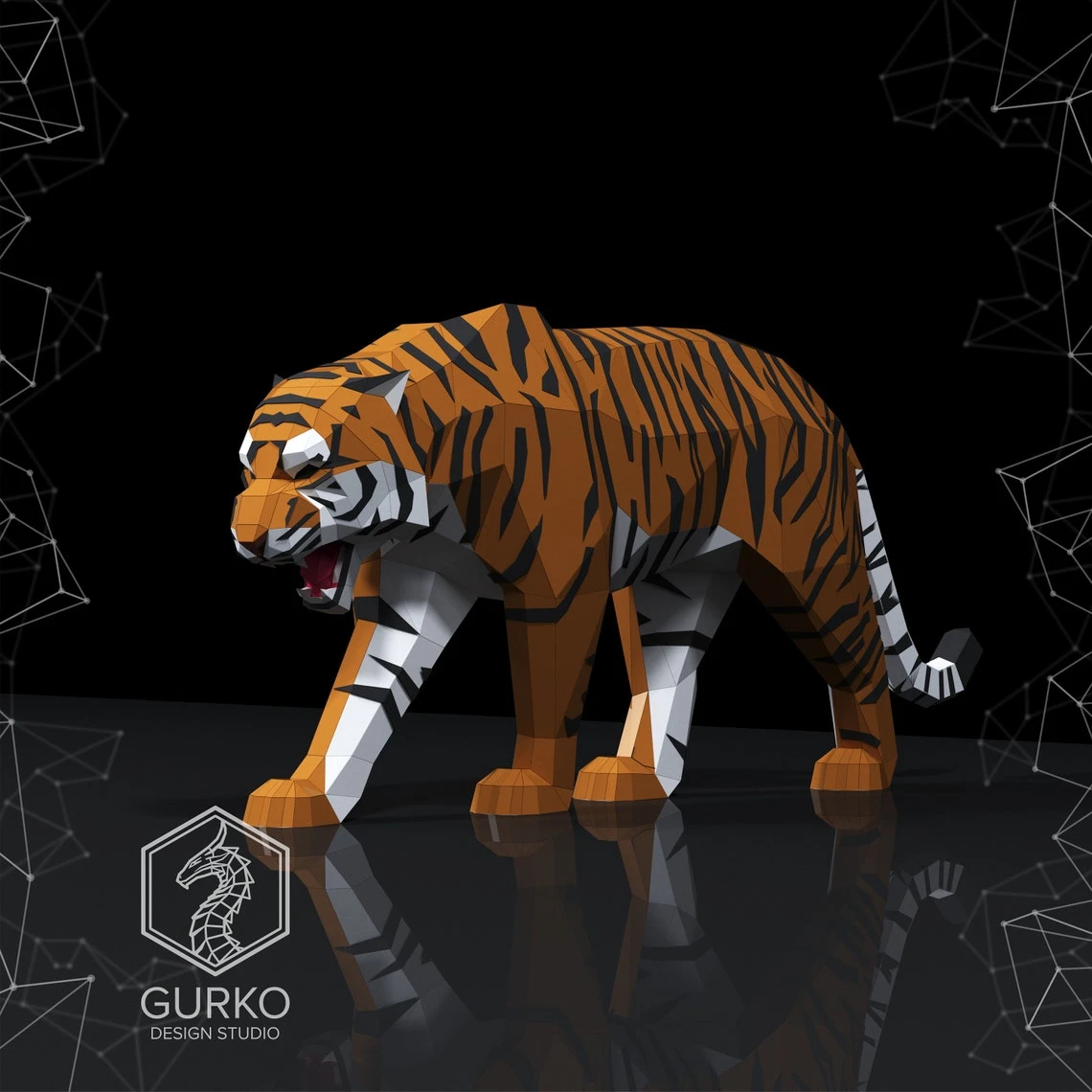 Crouching Tiger Papercraft, Pdf, Gurko, Pepakura, Template, 3D Origami ...