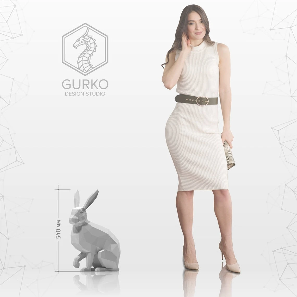 Hare Papercraft, Rabbit, Pdf, Gurko, Pepakura, Template, 3D Origami ...
