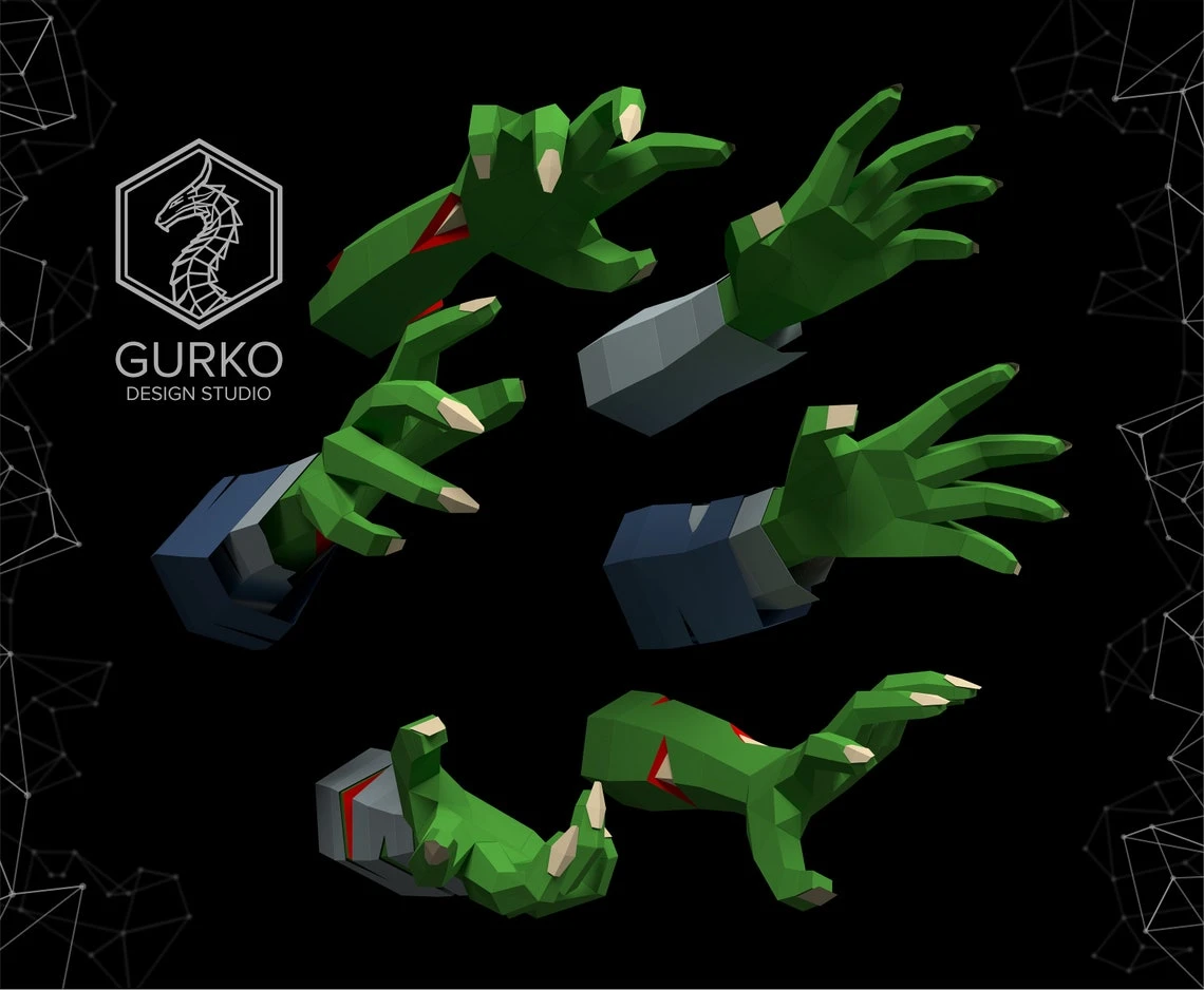 Zombie Hands Papercraft, Halloween, Pdf, Gurko, Pepakura, Template, 3D ...