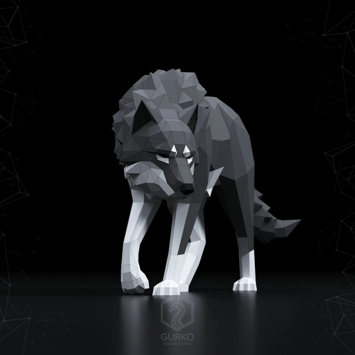 Crouching Wolf Papercraft, Pdf, Gurko, Pepakura, Template, 3D Origami ...