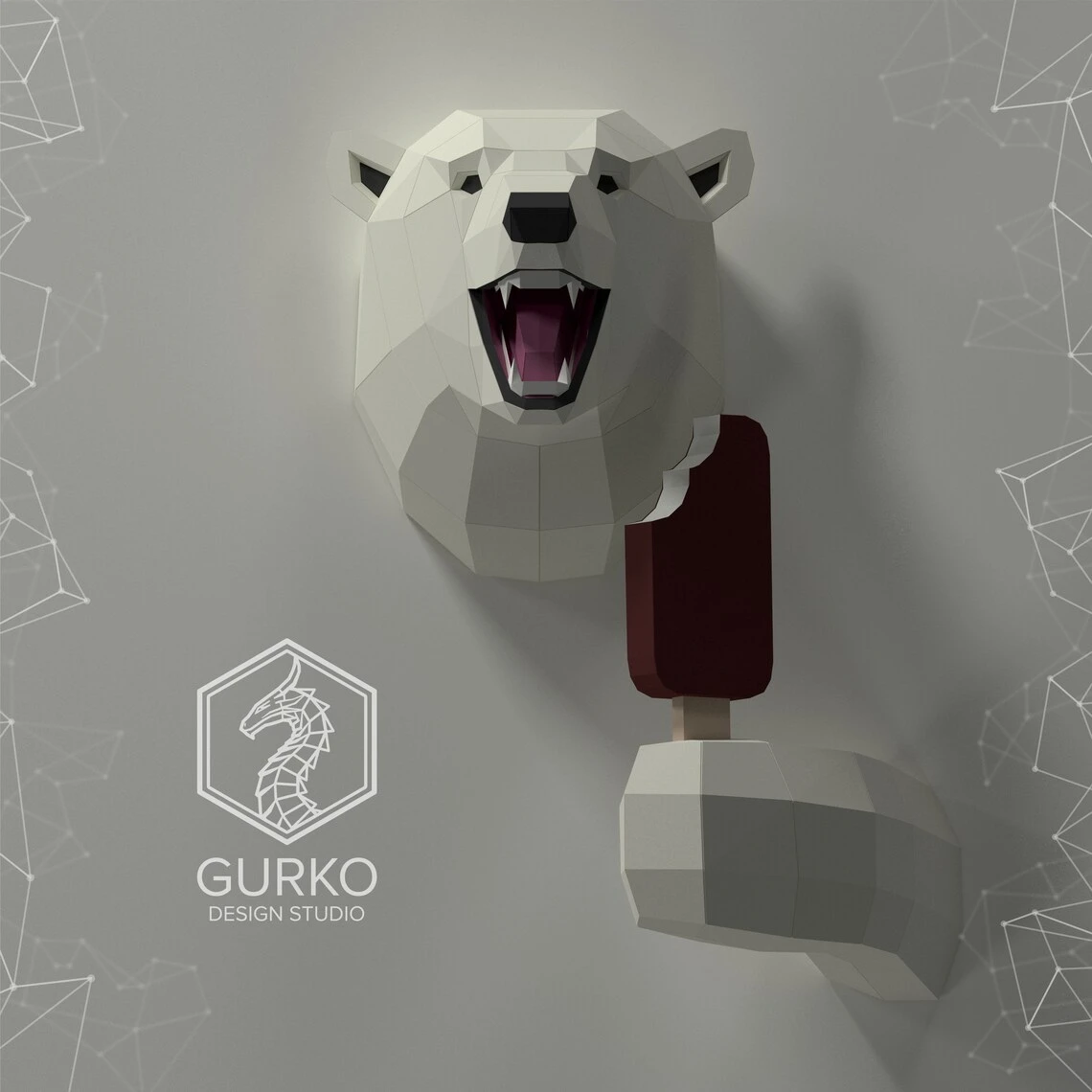 Smiling Polar Bear Papercraft, Pdf, Gurko, Pepakura, Template, 3D ...