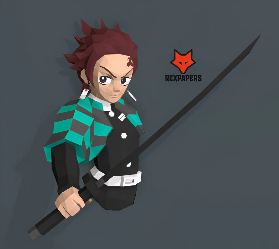Kamado Tanjiro Papercraft, PDF Template, DIY 3d Model, FanArt, Paper ...