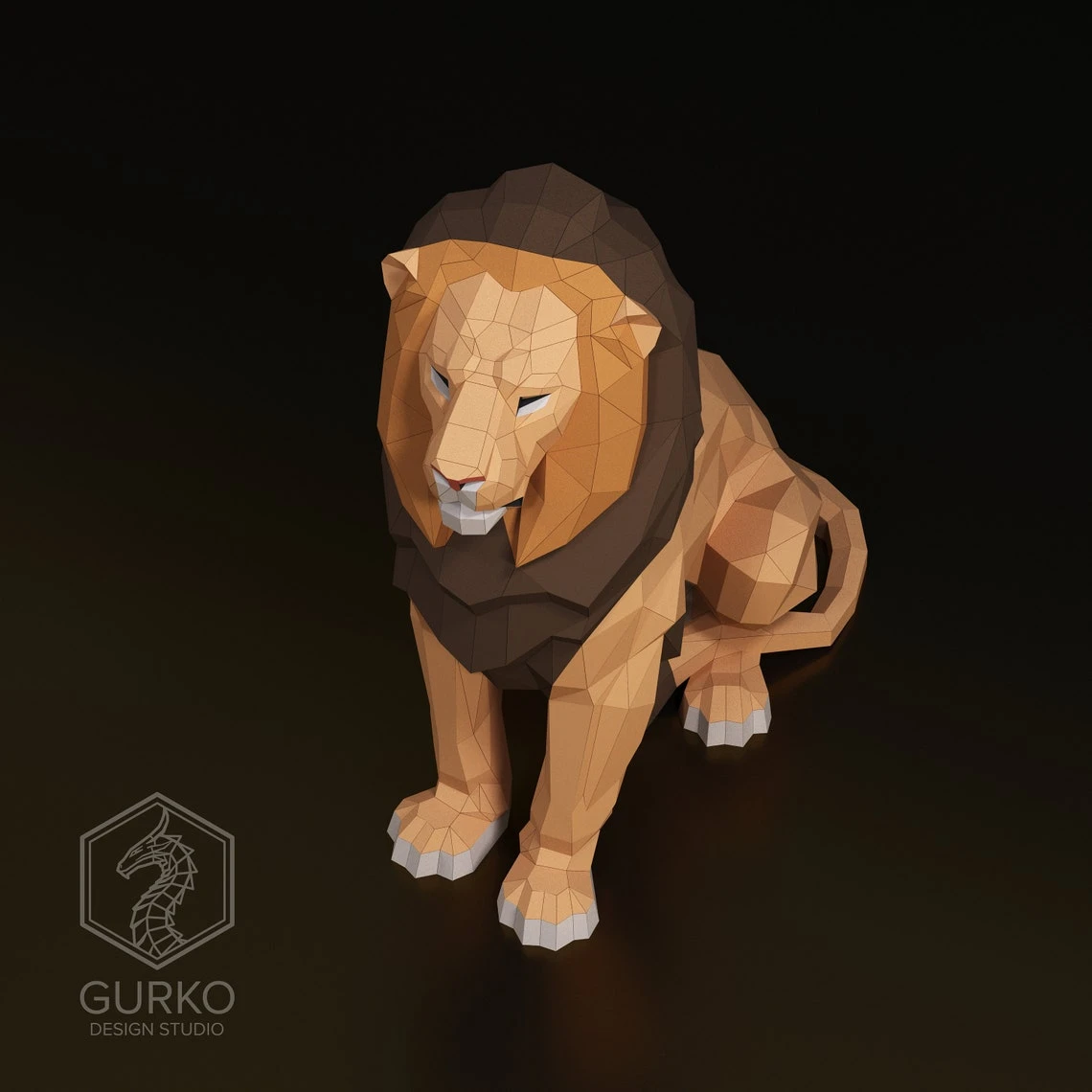 Sitting Lion Papercraft, Pdf, Gurko, Pepakura, Template, 3D Origami ...