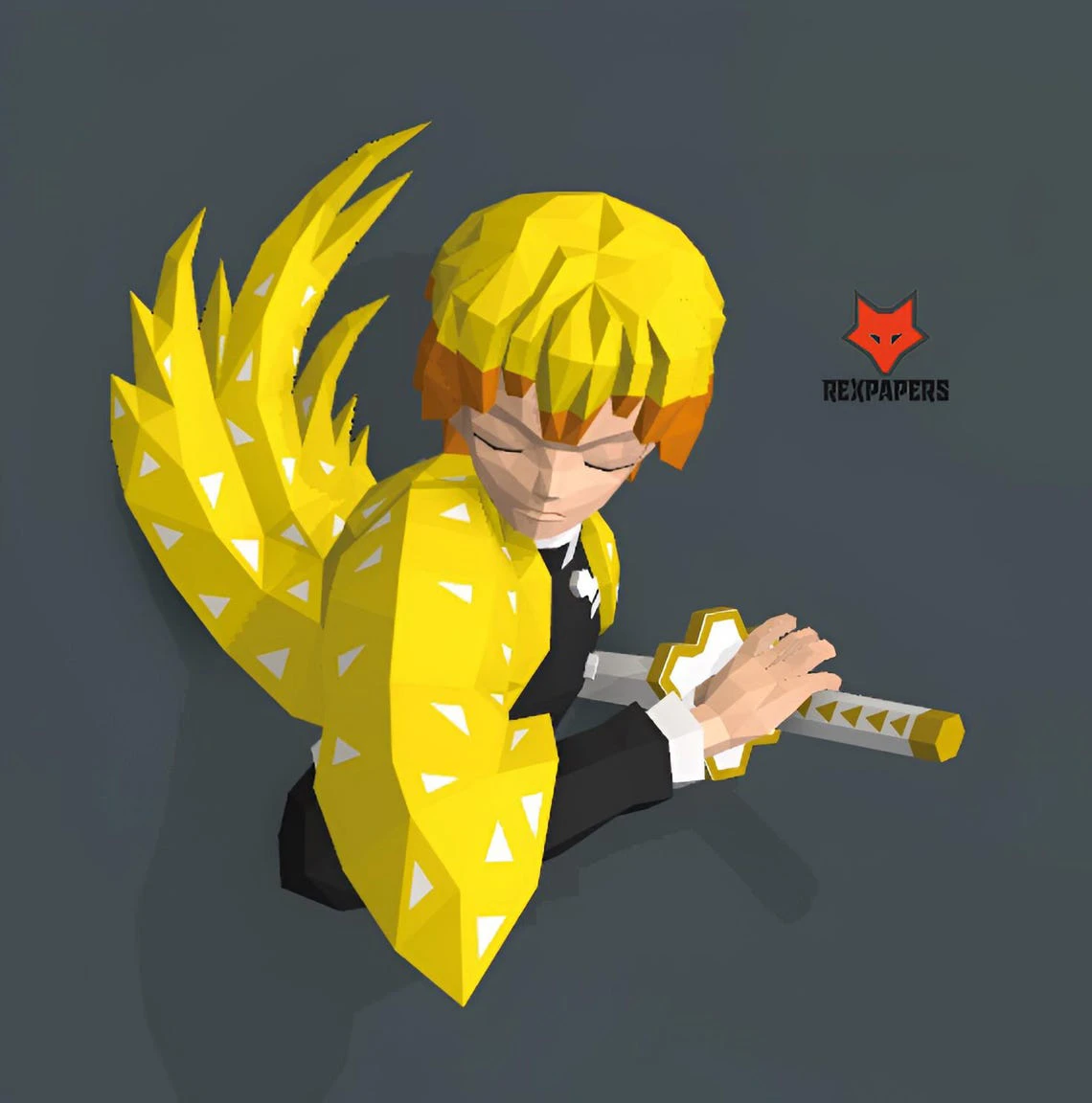 Agatsuma Zenitsu Papercraft Pdf Template Diy 3d Model Fanart Paper