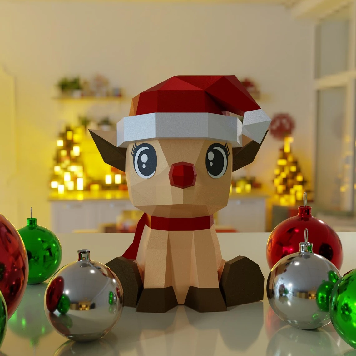 Christmas Reindeer Papercraft PDF | Christmas DIY Project | Digital ...