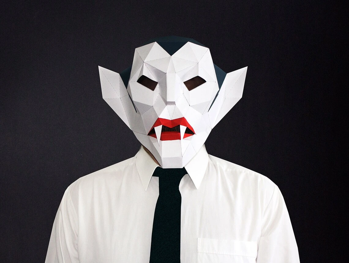 DIY Vampire Mask, Dracula Mask, 3D Paper Craft Template, Halloween Mask ...