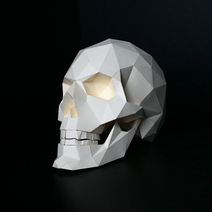 Skull | Paper craft | Paper objet | Realistic Low poly | 3D Polygon ...