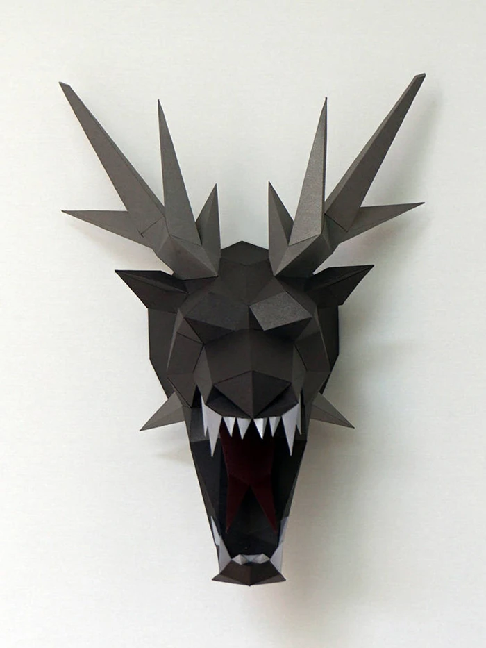 Be The Dragon head!! | Paper craft | Paper trophy | Low poly | Doll ...