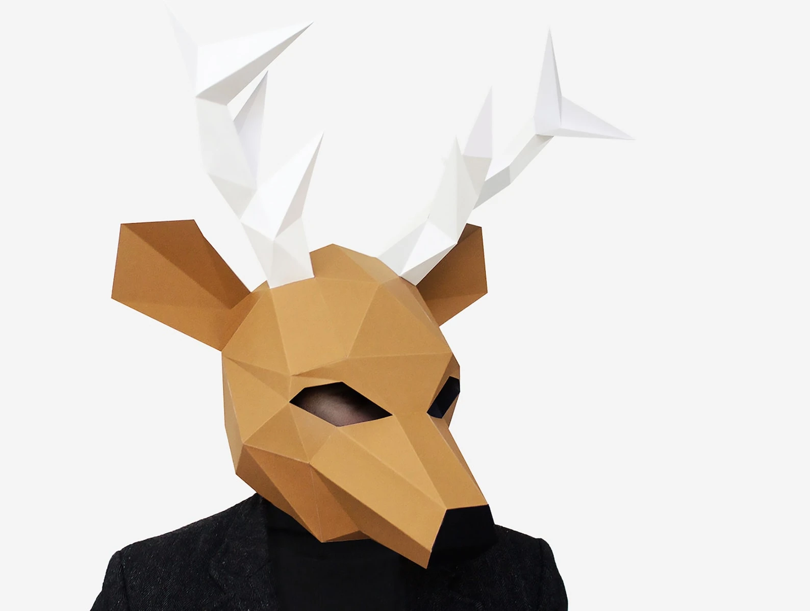 Deer Mask, Low Poly Paper Craft Template, Printable Paper Mask, Instant ...