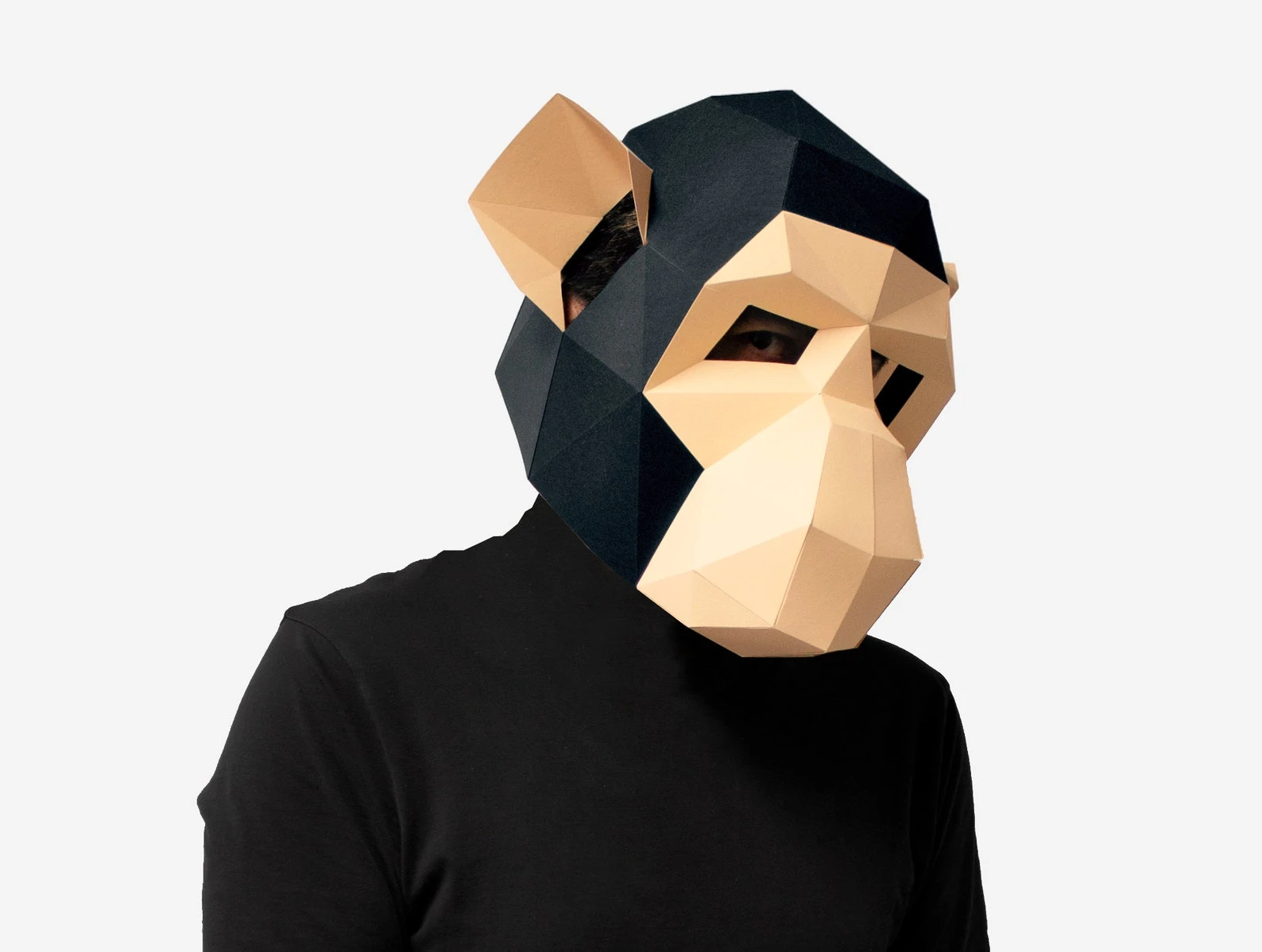 DIY Monkey Mask, Low Poly Paper Craft Template, Printable Ape Mask ...