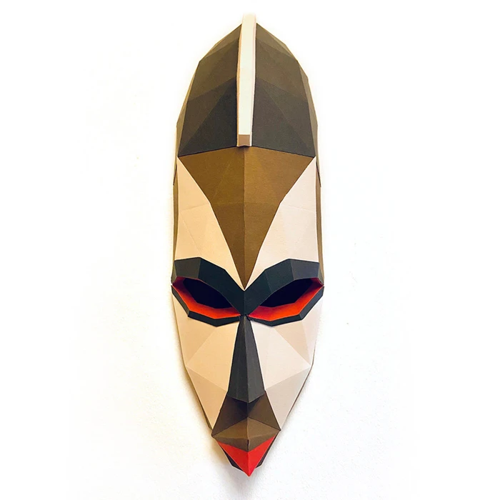 African Tribal Mask 1 Papercraft, DIY, PDF, Wall Decor, 3D Mask Template