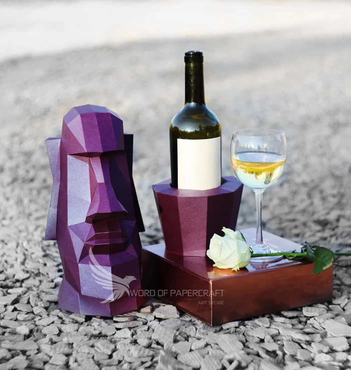Moai Wine Box Low Poly Papercraft, Paper Sculpture, Low Poly PDF ...