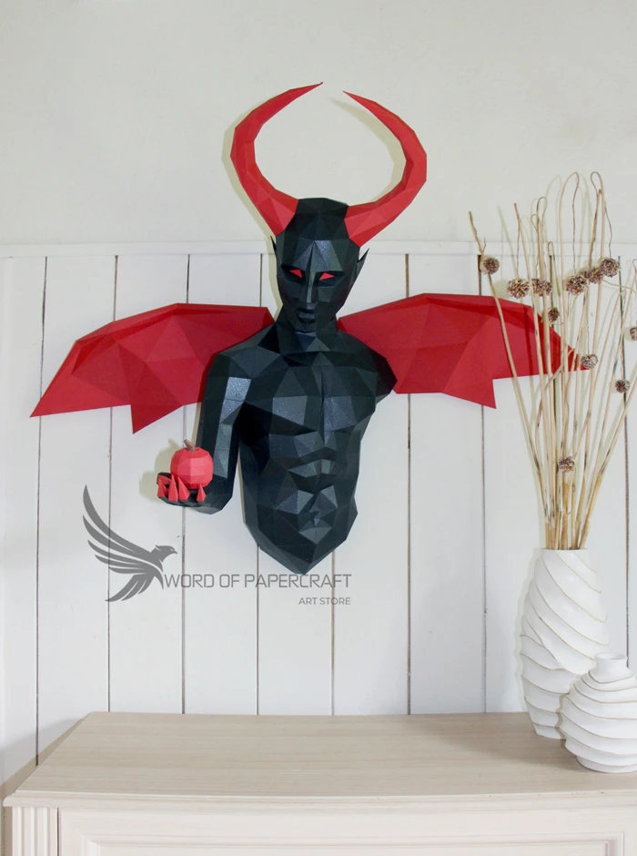 Lucifer Low Poly Wall Papercraft, Paper Sculpture, Low Poly PDF ...