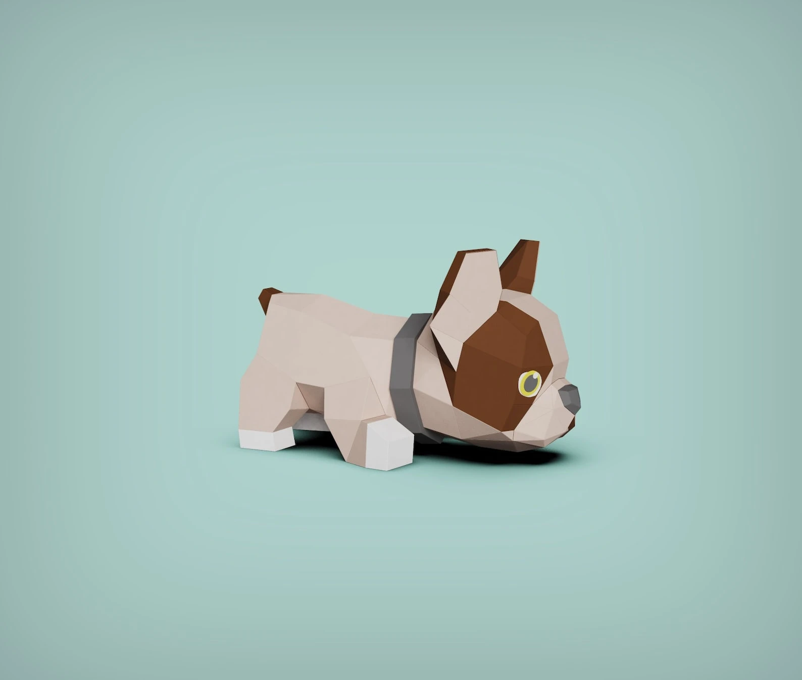 Cute Bulldog Attack Pose Paper Sculpture,Printable PDF template ...