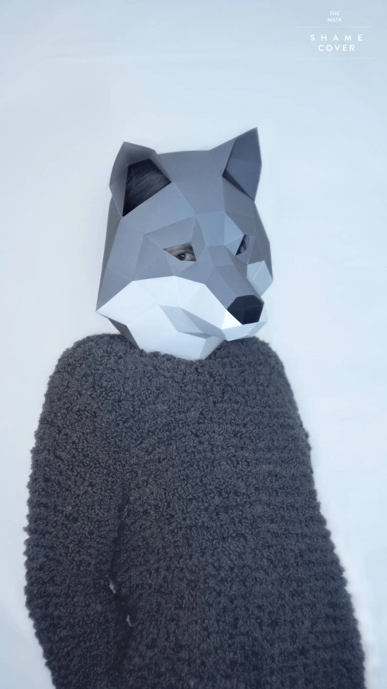 Wolf Mask,Balto Dog Mask,DIY Animal Head,Pdf,Paper Mask,3D Polygon ...