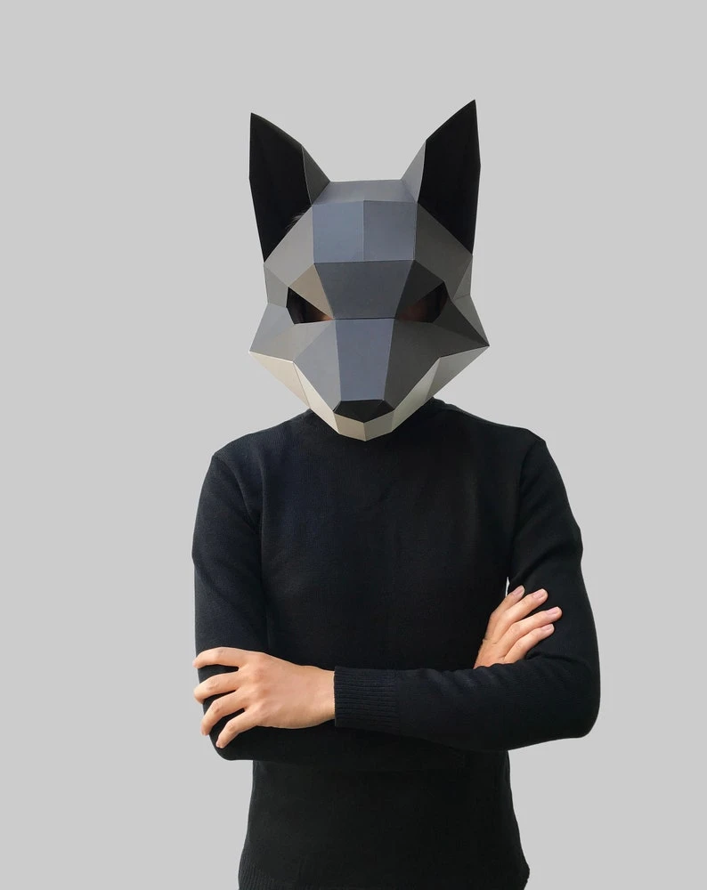 Silver fox mask template - paper mask, papercraft mask, masks, 3d mask ...