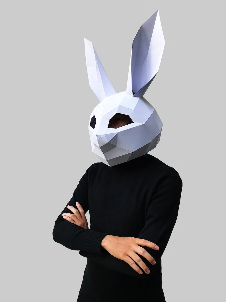 Little bunny mask template - paper mask, papercraft mask, masks, 3d ...
