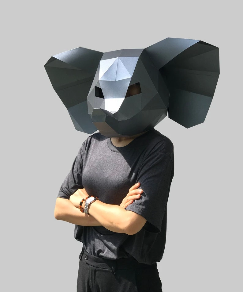 Elephant mask template - paper mask, papercraft mask, masks, 3d mask ...