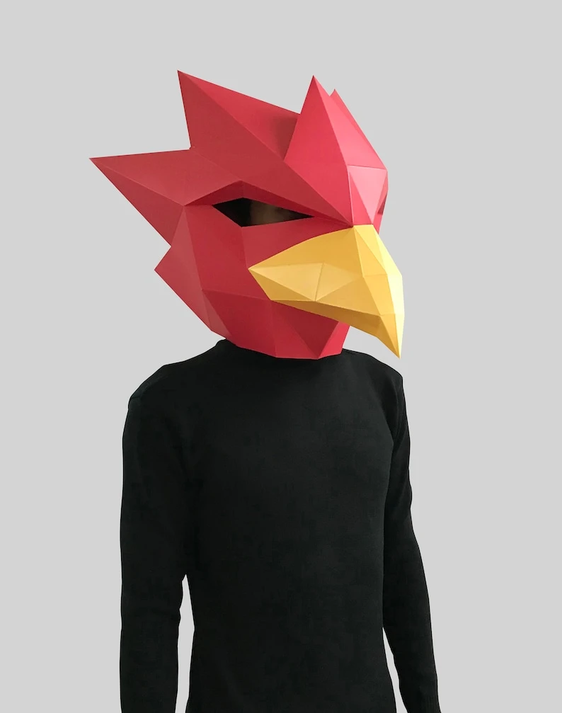Red bird mask template - paper mask, papercraft mask, masks, 3d mask ...