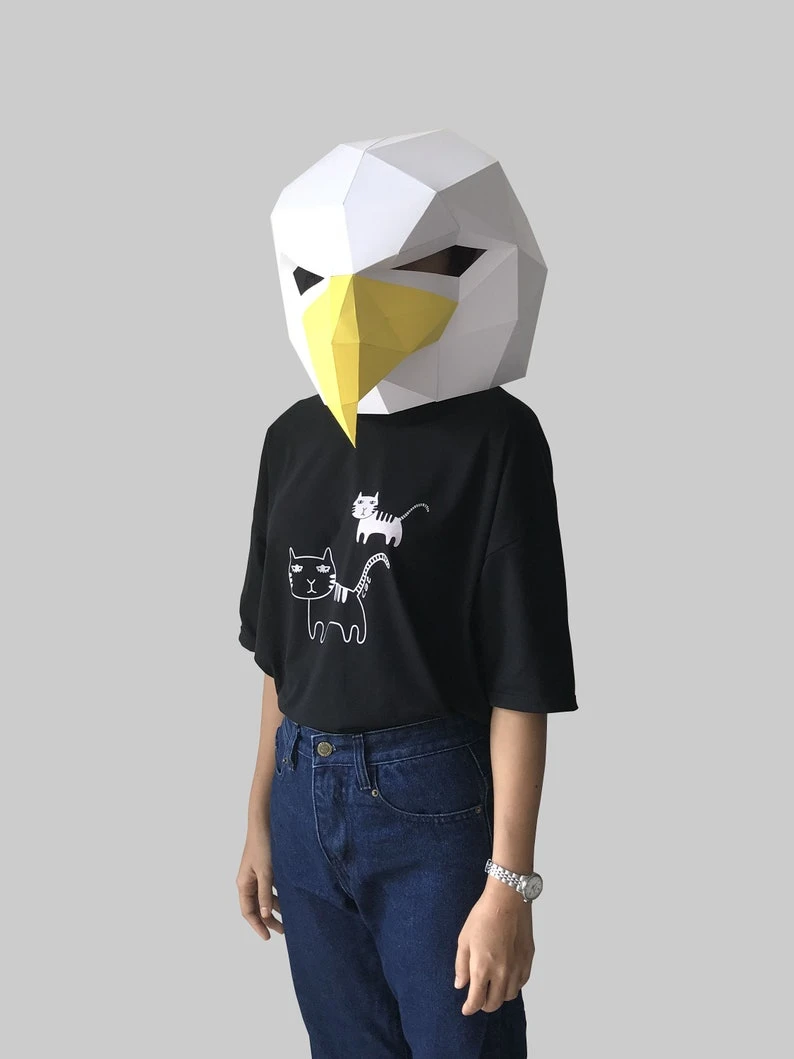 Bald eagle mask template - paper mask, papercraft mask, masks, 3d mask ...